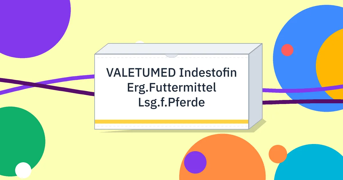 Symbolbild: Packung mit der Aufschrift VALETUMED Indestofin Erg.Futtermittel Lsg.f.Pferde (PZN 20189583) – Verfügbarkeit und Bezug in Apotheken in Frankfurt am Main