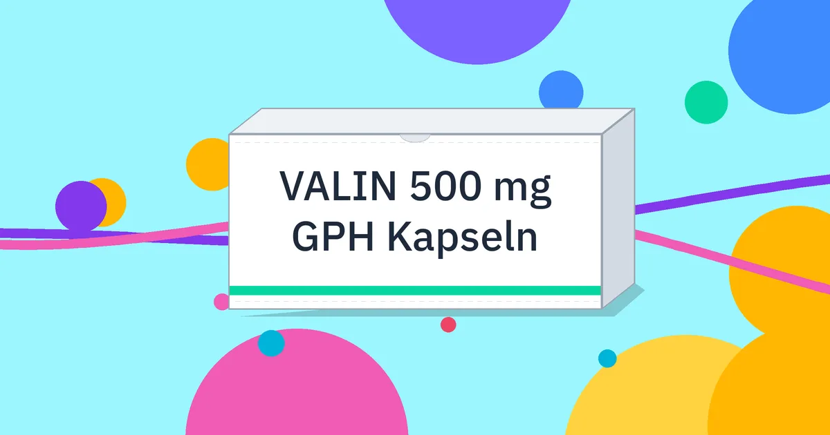 Symbolbild: Packung mit der Aufschrift VALIN 500 mg GPH Kapseln (PZN 19860171) – Verfügbarkeit und Bezug in Apotheken in Frankfurt am Main