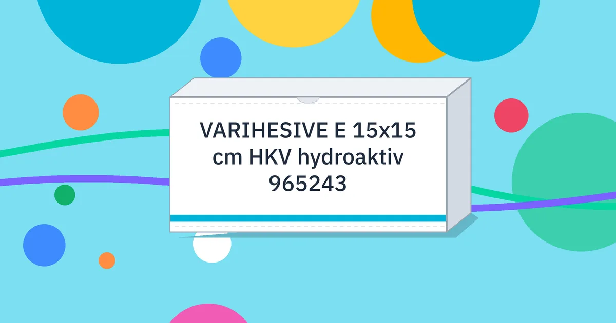 Symbolbild: Packung mit der Aufschrift VARIHESIVE E 15x15 cm HKV hydroaktiv 965243 (PZN 00328137) – Verfügbarkeit und Bezug in Apotheken in Frankfurt am Main