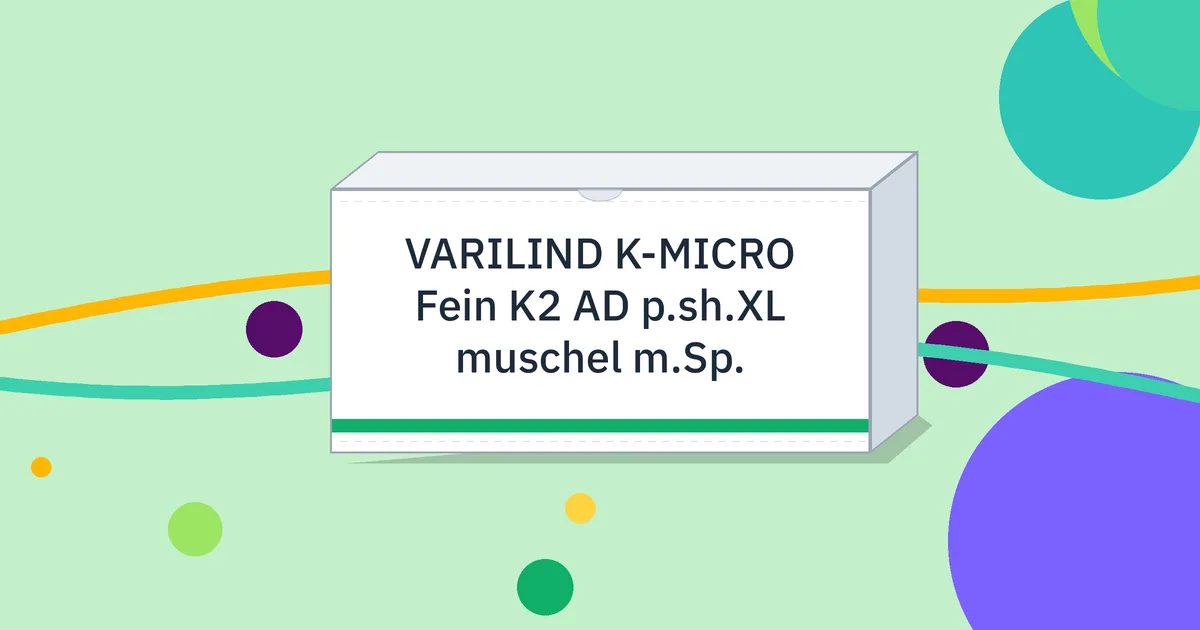 Symbolbild: Packung mit der Aufschrift VARILIND K-MICRO Fein K2 AD p.sh.XL muschel m.Sp. (PZN 20559399) – Verfügbarkeit und Bezug in Apotheken in Frankfurt am Main