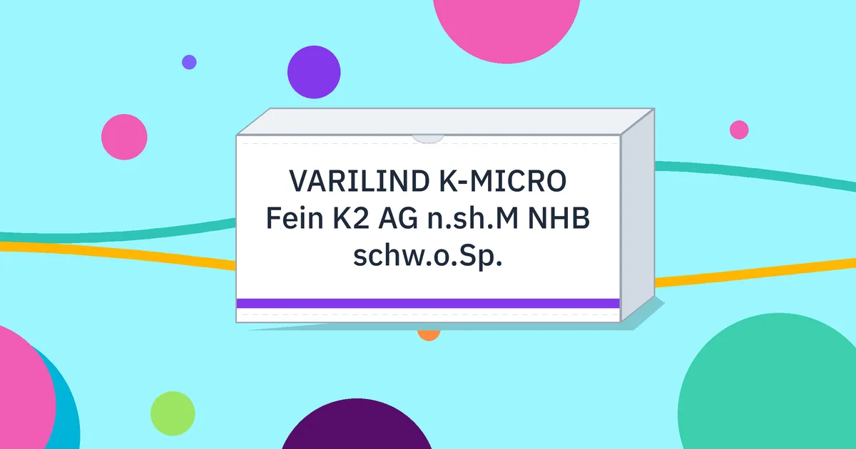 Symbolbild: Packung mit der Aufschrift VARILIND K-MICRO Fein K2 AG n.sh.M NHB schw.o.Sp. (PZN 20556691) – Verfügbarkeit und Bezug in Apotheken in Frankfurt am Main