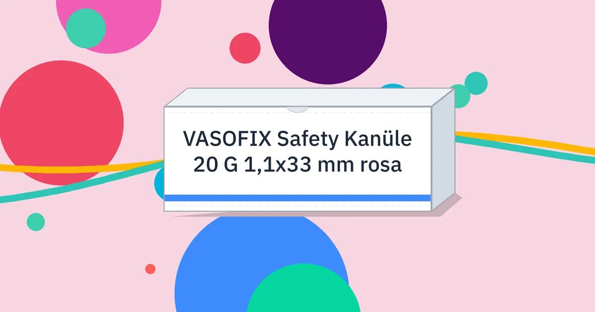 Symbolbild: Packung mit der Aufschrift VASOFIX Safety Kanüle 20 G 1,1x33 mm rosa (PZN 03305295) – Verfügbarkeit und Bezug in Apotheken in Frankfurt am Main