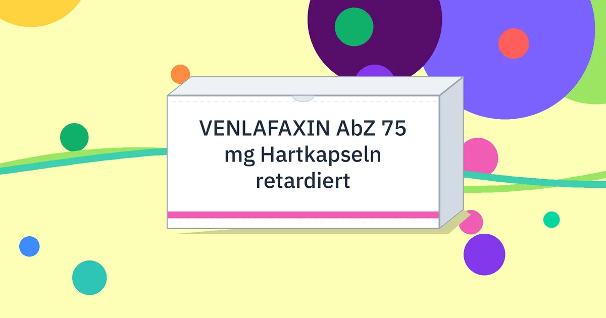 Symbolbild: Packung mit der Aufschrift VENLAFAXIN AbZ 75 mg Hartkapseln retardiert (PZN 20379591) – Verfügbarkeit und Bezug in Apotheken in Frankfurt am Main