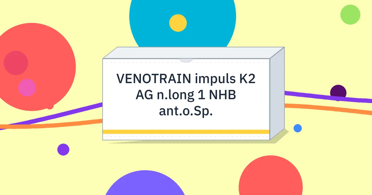 Symbolbild: Packung mit der Aufschrift VENOTRAIN impuls K2 AG n.long 1 NHB ant.o.Sp. (PZN 15214971) – Verfügbarkeit und Bezug in Apotheken in Frankfurt am Main