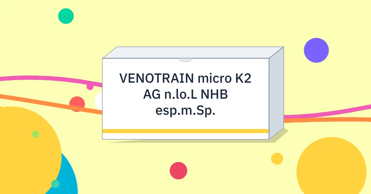 Symbolbild: Packung mit der Aufschrift VENOTRAIN micro K2 AG n.lo.L NHB esp.m.Sp. (PZN 06600729) – Verfügbarkeit und Bezug in Apotheken in Frankfurt am Main