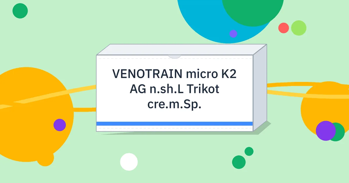 Symbolbild: Packung mit der Aufschrift VENOTRAIN micro K2 AG n.sh.L Trikot cre.m.Sp. (PZN 05712219) – Verfügbarkeit und Bezug in Apotheken in Frankfurt am Main