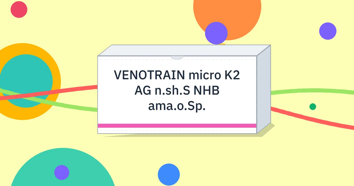 Symbolbild: Packung mit der Aufschrift VENOTRAIN micro K2 AG n.sh.S NHB ama.o.Sp. (PZN 05716772) – Verfügbarkeit und Bezug in Apotheken in Frankfurt am Main