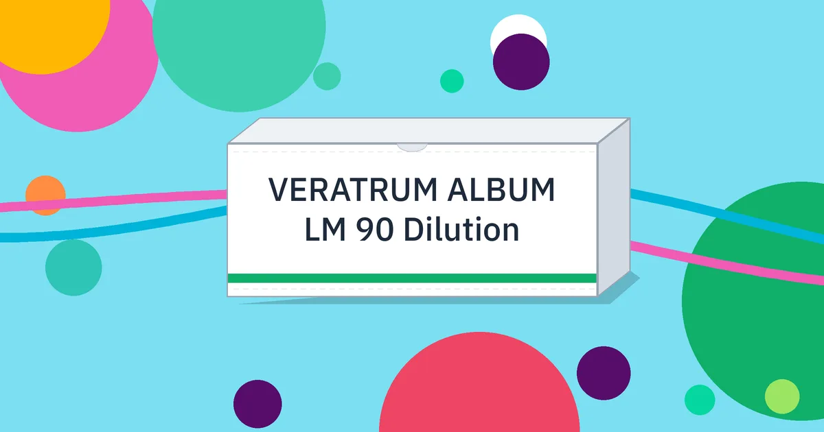 Symbolbild: Packung mit der Aufschrift VERATRUM ALBUM LM 90 Dilution (PZN 13264953) – Verfügbarkeit und Bezug in Apotheken in Frankfurt am Main