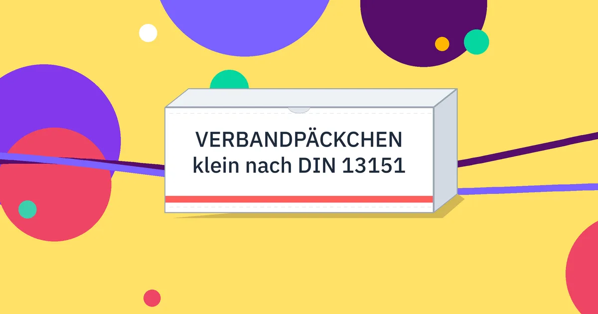 Symbolbild: Packung mit der Aufschrift VERBANDPÄCKCHEN klein nach DIN 13151 (PZN 00056070) – Verfügbarkeit und Bezug in Apotheken in Frankfurt am Main