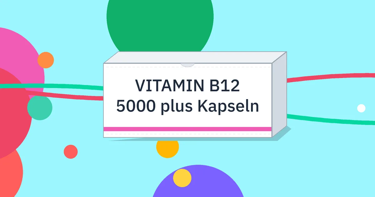 Symbolbild: Packung mit der Aufschrift VITAMIN B12 5000 plus Kapseln (PZN 20689535) – Verfügbarkeit und Bezug in Apotheken in Frankfurt am Main