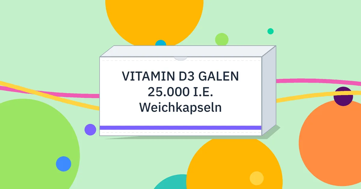 Symbolbild: Packung mit der Aufschrift VITAMIN D3 GALEN 25.000 I.E. Weichkapseln (PZN 18408724) – Verfügbarkeit und Bezug in Apotheken in Frankfurt am Main
