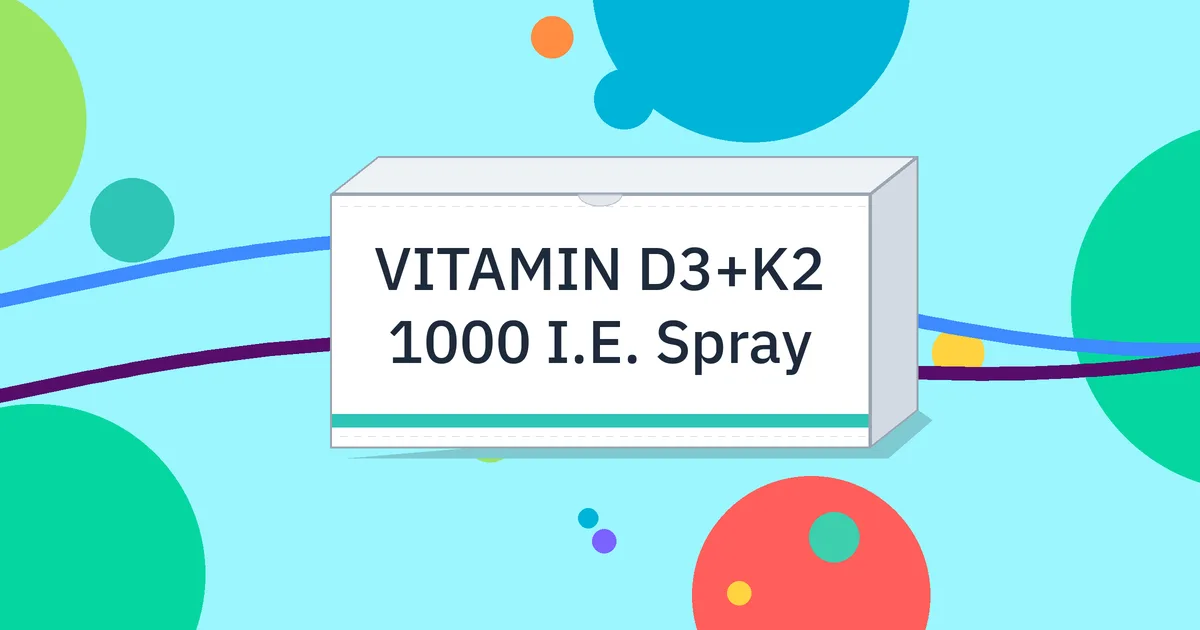 Symbolbild: Packung mit der Aufschrift VITAMIN D3+K2 1000 I.E. Spray (PZN 17943467) – Verfügbarkeit und Bezug in Apotheken in Frankfurt am Main