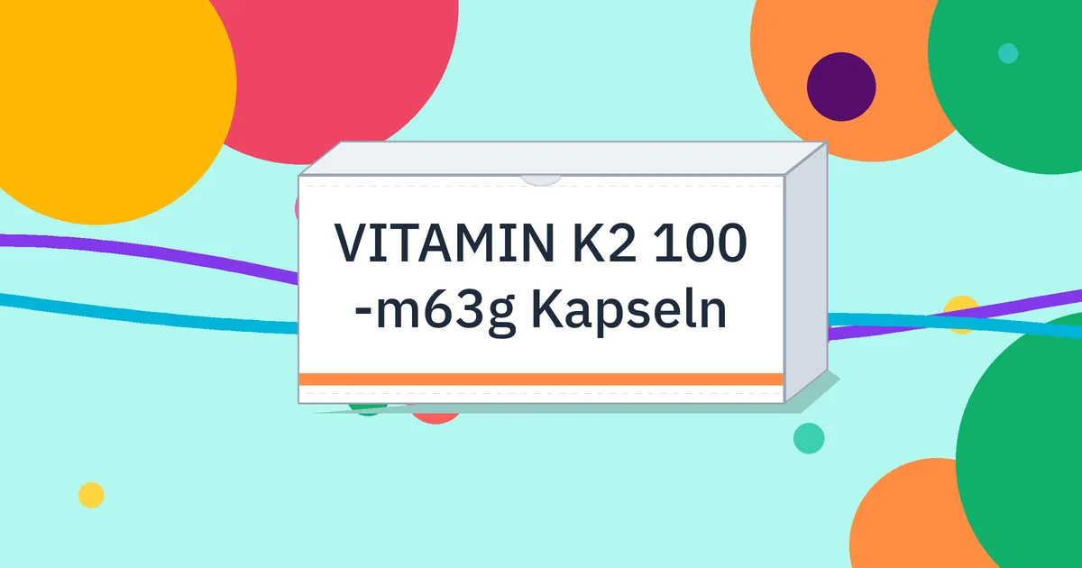 Symbolbild: Packung mit der Aufschrift VITAMIN K2 100 -m63g Kapseln (PZN 19302353) – Verfügbarkeit und Bezug in Apotheken in Frankfurt am Main