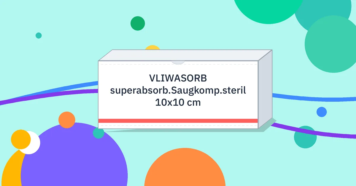 Symbolbild: Packung mit der Aufschrift VLIWASORB superabsorb.Saugkomp.steril 10x10 cm (PZN 15431674) – Verfügbarkeit und Bezug in Apotheken in Frankfurt am Main