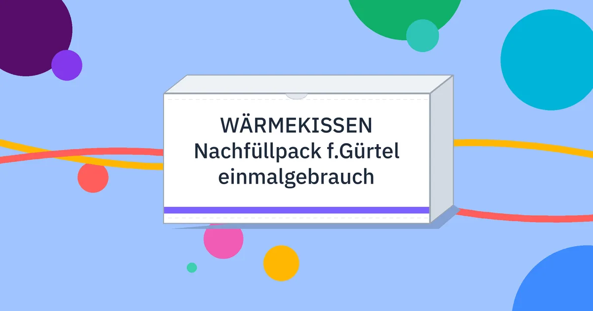 Symbolbild: Packung mit der Aufschrift WÄRMEKISSEN Nachfüllpack f.Gürtel einmalgebrauch (PZN 10063160) – Verfügbarkeit und Bezug in Apotheken in Frankfurt am Main