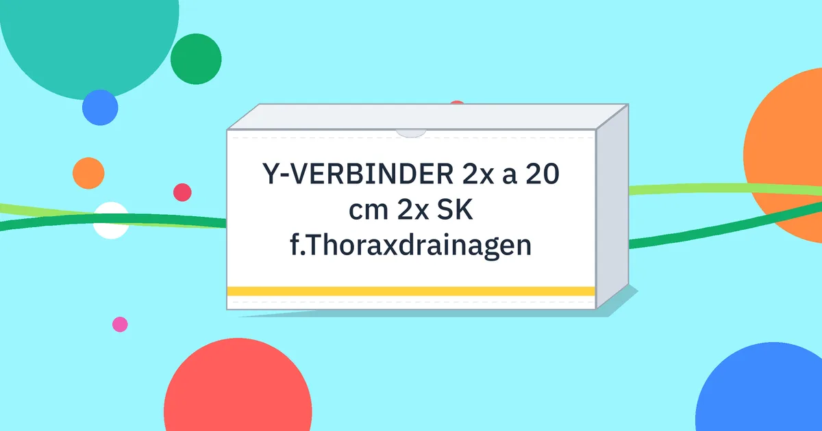 Symbolbild: Packung mit der Aufschrift Y-VERBINDER 2x a 20 cm 2x SK f.Thoraxdrainagen (PZN 17488299) – Verfügbarkeit und Bezug in Apotheken in Frankfurt am Main