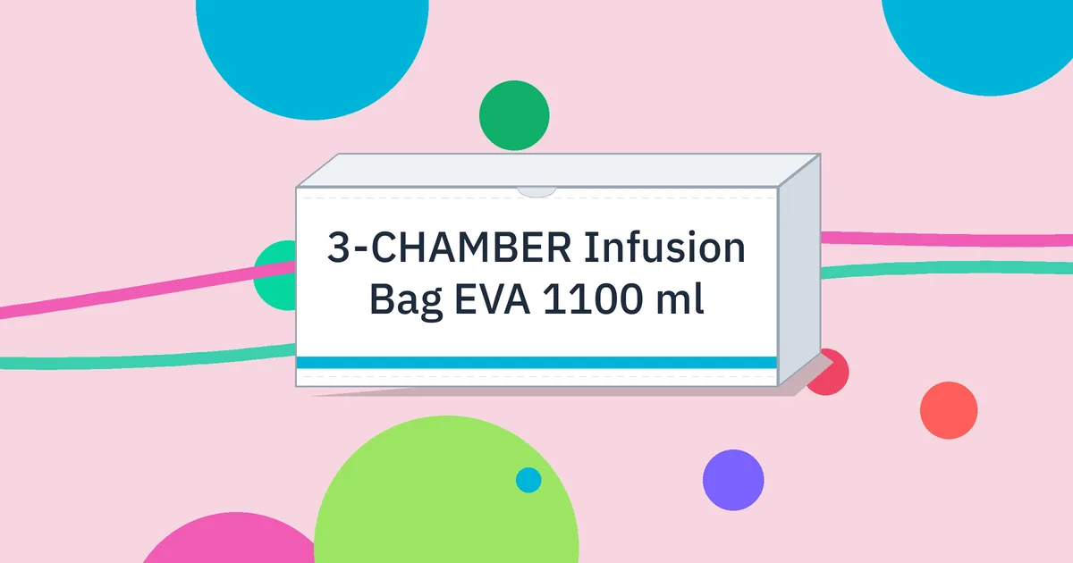 Symbolbild: Packung mit der Aufschrift 3-CHAMBER Infusion Bag EVA 1100 ml (PZN 15731815) – Verfügbarkeit und Bezug in Apotheken in Frankfurt am Main