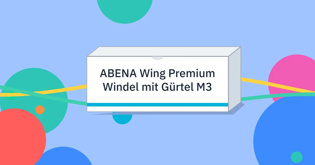 Symbolbild: Packung mit der Aufschrift ABENA Wing Premium Windel mit Gürtel M3 (PZN 17468807) – Verfügbarkeit und Bezug in Apotheken in Frankfurt am Main