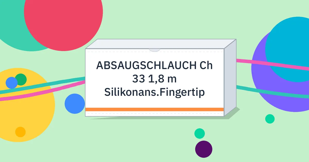 Symbolbild: Packung mit der Aufschrift ABSAUGSCHLAUCH Ch 33 1,8 m Silikonans.Fingertip (PZN 17483267) – Verfügbarkeit und Bezug in Apotheken in Frankfurt am Main
