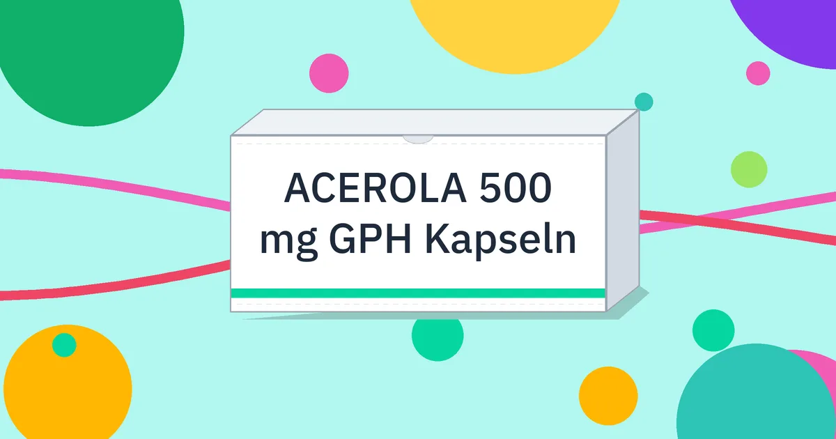 Symbolbild: Packung mit der Aufschrift ACEROLA 500 mg GPH Kapseln (PZN 10337930) – Verfügbarkeit und Bezug in Apotheken in Frankfurt am Main