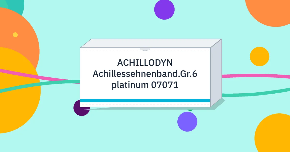 Symbolbild: Packung mit der Aufschrift ACHILLODYN Achillessehnenband.Gr.6 platinum 07071 (PZN 16169988) – Verfügbarkeit und Bezug in Apotheken in Frankfurt am Main