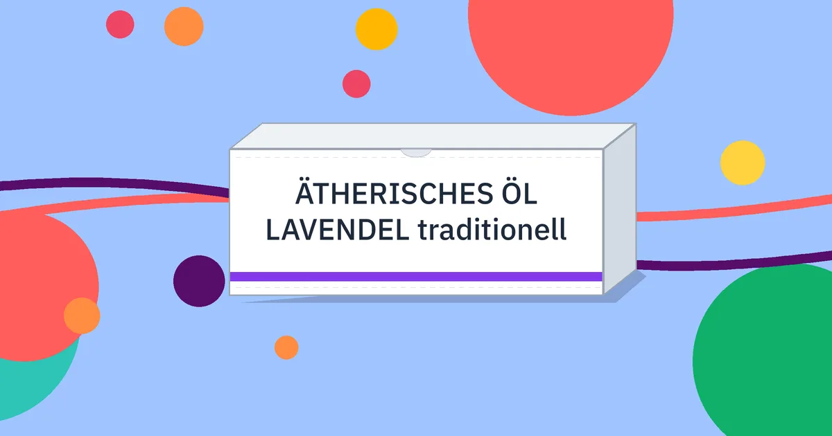 Symbolbild: Packung mit der Aufschrift ÄTHERISCHES ÖL LAVENDEL traditionell (PZN 01236650) – Verfügbarkeit und Bezug in Apotheken in Frankfurt am Main