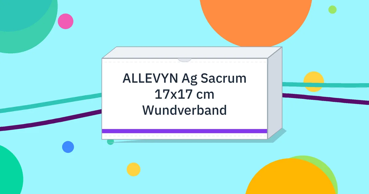 Symbolbild: Packung mit der Aufschrift ALLEVYN Ag Sacrum 17x17 cm Wundverband (PZN 13058998) – Verfügbarkeit und Bezug in Apotheken in Frankfurt am Main