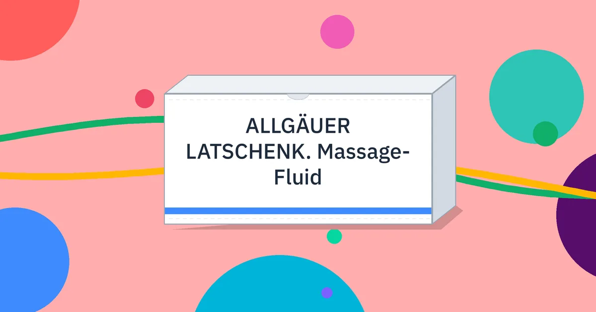 Symbolbild: Packung mit der Aufschrift ALLGÄUER LATSCHENK. Massage-Fluid (PZN 08663349) – Verfügbarkeit und Bezug in Apotheken in Frankfurt am Main
