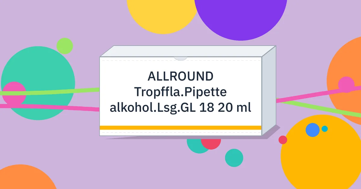 Symbolbild: Packung mit der Aufschrift ALLROUND Tropffla.Pipette alkohol.Lsg.GL 18 20 ml (PZN 18014942) – Verfügbarkeit und Bezug in Apotheken in Frankfurt am Main
