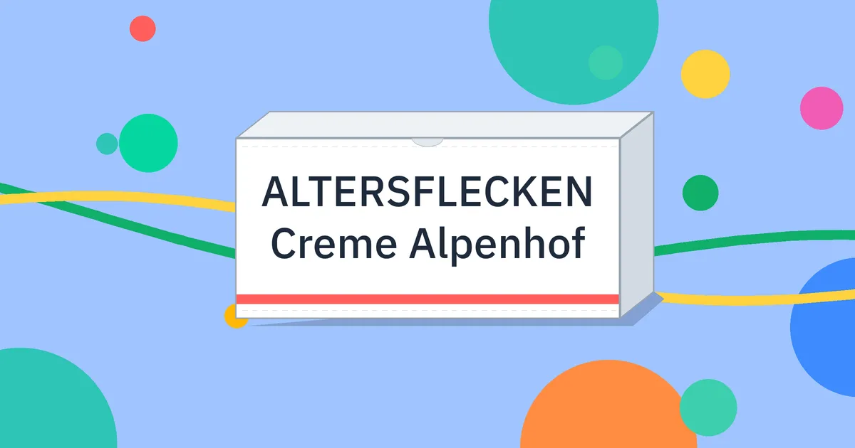 Symbolbild: Packung mit der Aufschrift ALTERSFLECKEN Creme Alpenhof (PZN 19960978) – Verfügbarkeit und Bezug in Apotheken in Frankfurt am Main