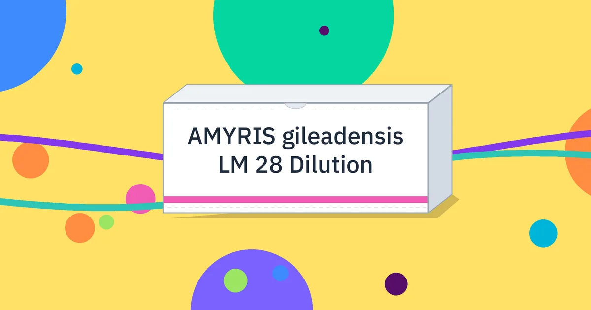 Symbolbild: Packung mit der Aufschrift AMYRIS gileadensis LM 28 Dilution (PZN 13327168) – Verfügbarkeit und Bezug in Apotheken in Frankfurt am Main