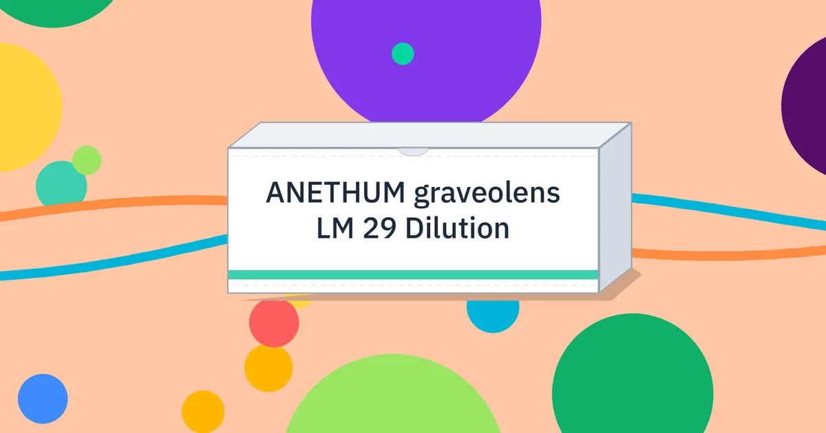 Symbolbild: Packung mit der Aufschrift ANETHUM graveolens LM 29 Dilution (PZN 16008305) – Verfügbarkeit und Bezug in Apotheken in Frankfurt am Main