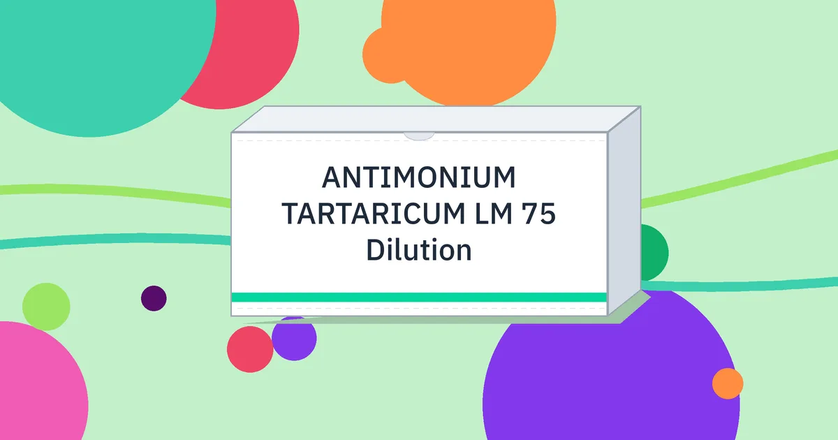 Symbolbild: Packung mit der Aufschrift ANTIMONIUM TARTARICUM LM 75 Dilution (PZN 12764903) – Verfügbarkeit und Bezug in Apotheken in Frankfurt am Main