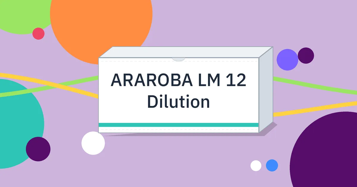 Symbolbild: Packung mit der Aufschrift ARAROBA LM 12 Dilution (PZN 13385616) – Verfügbarkeit und Bezug in Apotheken in Frankfurt am Main
