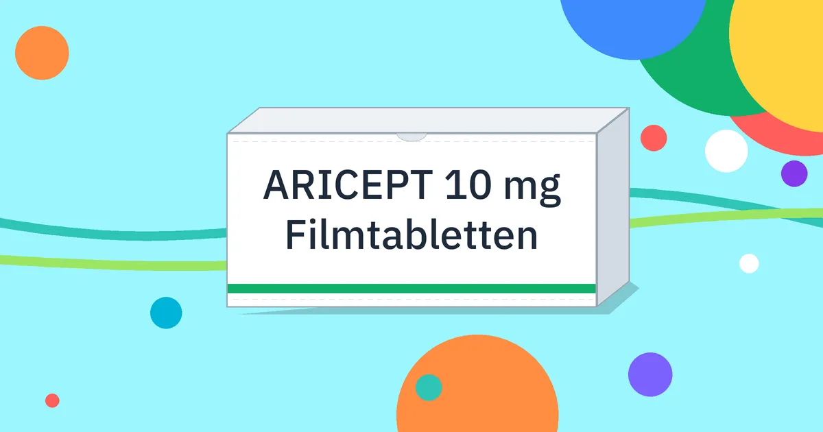 Symbolbild: Packung mit der Aufschrift ARICEPT 10 mg Filmtabletten (PZN 01086268) – Verfügbarkeit und Bezug in Apotheken in Frankfurt am Main