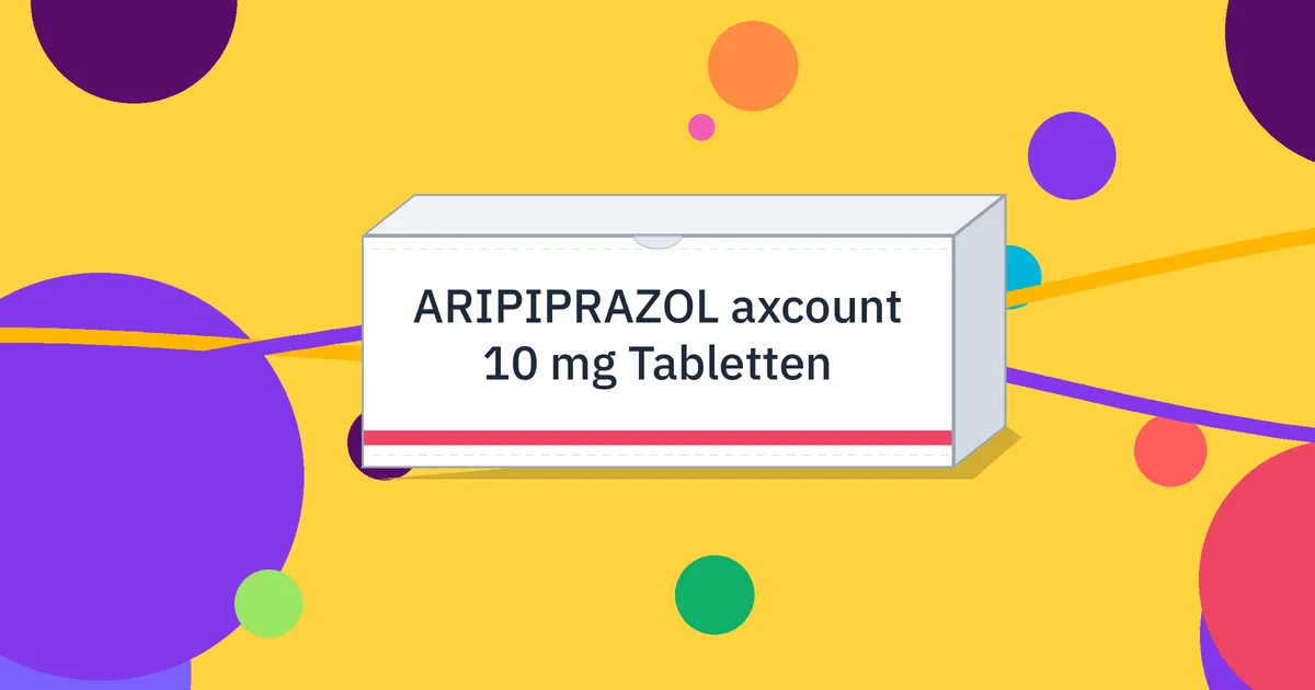 Symbolbild: Packung mit der Aufschrift ARIPIPRAZOL axcount 10 mg Tabletten (PZN 19237816) – Verfügbarkeit und Bezug in Apotheken in Frankfurt am Main