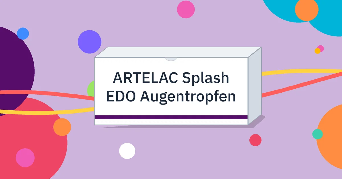 Symbolbild: Packung mit der Aufschrift ARTELAC Splash EDO Augentropfen (PZN 19847377) – Verfügbarkeit und Bezug in Apotheken in Frankfurt am Main