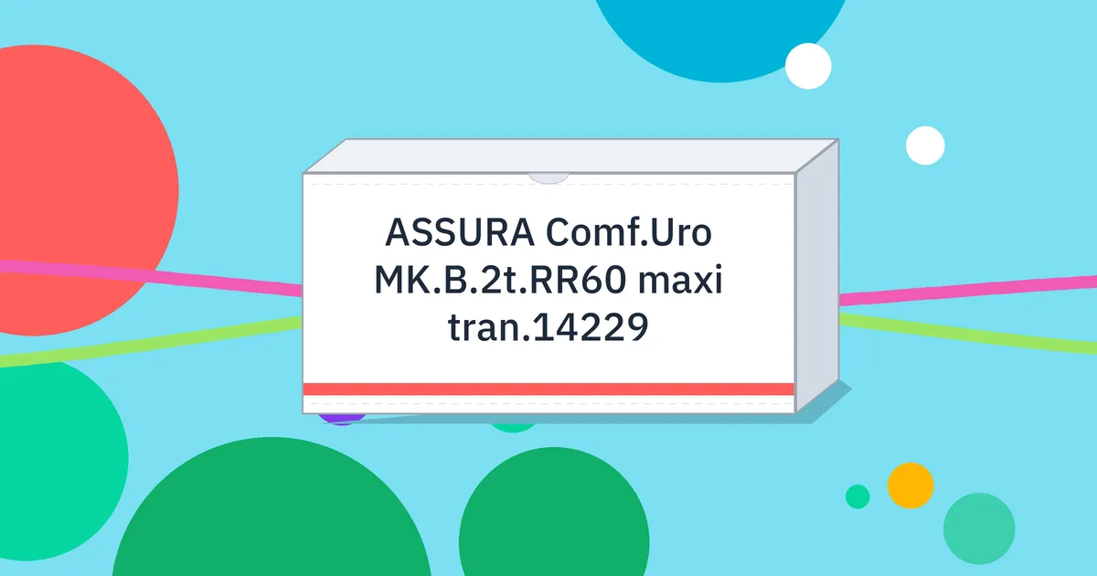 Symbolbild: Packung mit der Aufschrift ASSURA Comf.Uro MK.B.2t.RR60 maxi tran.14229 (PZN 00843075) – Verfügbarkeit und Bezug in Apotheken in Frankfurt am Main