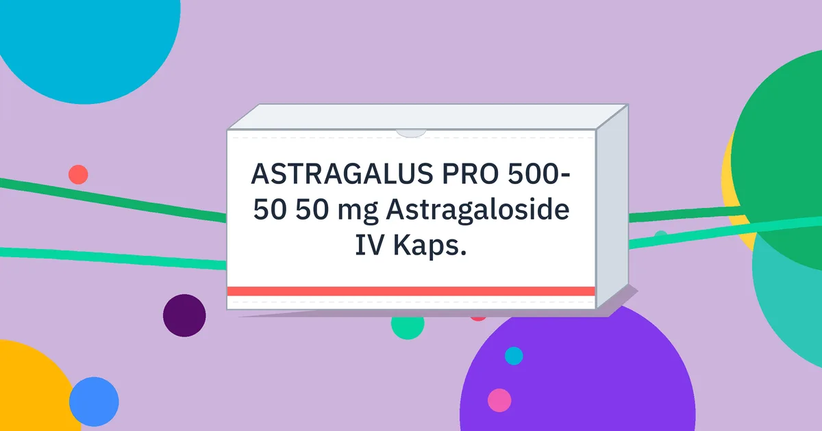 Symbolbild: Packung mit der Aufschrift ASTRAGALUS PRO 500-50 50 mg Astragaloside IV Kaps. (PZN 17885505) – Verfügbarkeit und Bezug in Apotheken in Frankfurt am Main