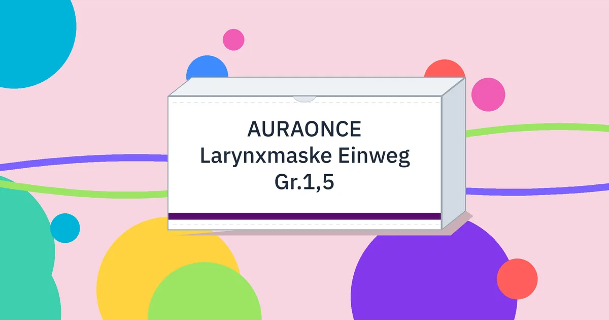 Symbolbild: Packung mit der Aufschrift AURAONCE Larynxmaske Einweg Gr.1,5 (PZN 09434846) – Verfügbarkeit und Bezug in Apotheken in Frankfurt am Main