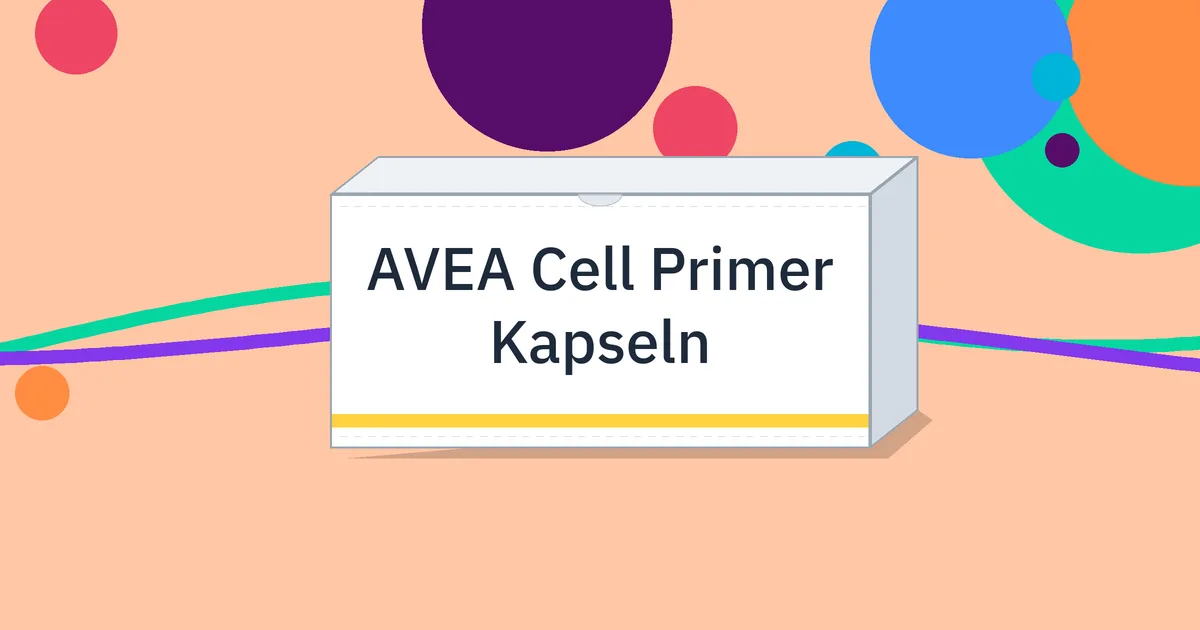 Symbolbild: Packung mit der Aufschrift AVEA Cell Primer Kapseln (PZN 20356733) – Verfügbarkeit und Bezug in Apotheken in Frankfurt am Main