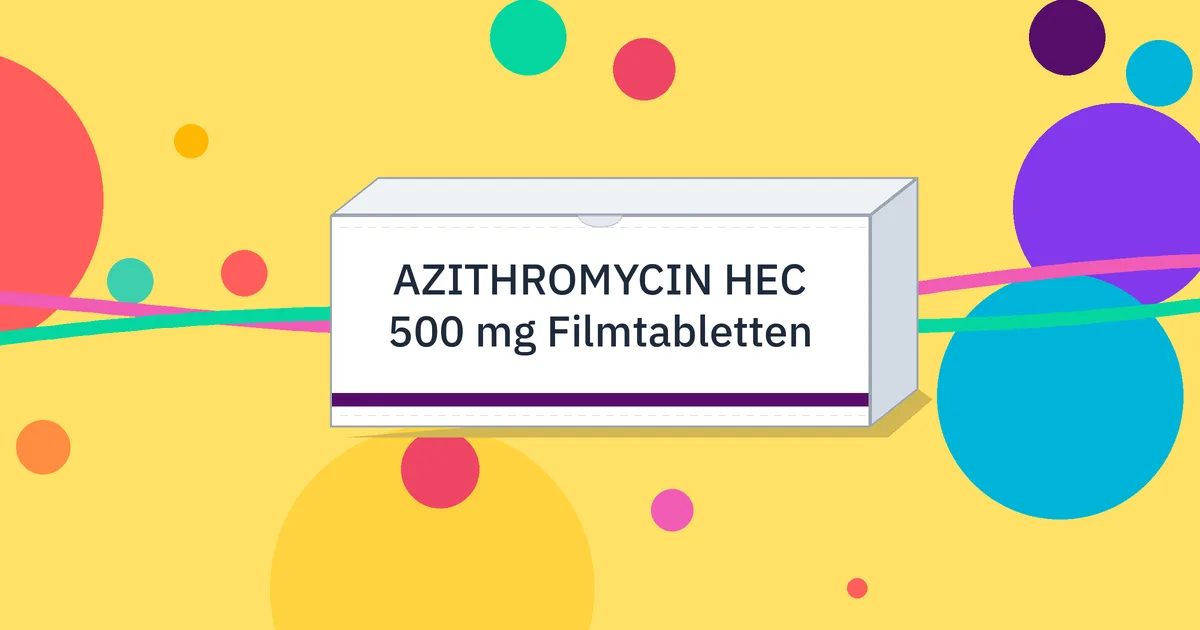 Symbolbild: Packung mit der Aufschrift AZITHROMYCIN HEC 500 mg Filmtabletten (PZN 09637549) – Verfügbarkeit und Bezug in Apotheken in Frankfurt am Main