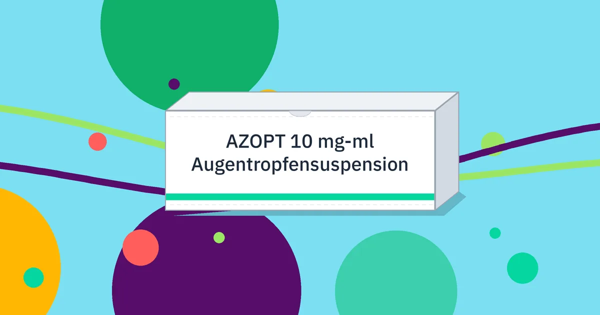 Symbolbild: Packung mit der Aufschrift AZOPT 10 mg-ml Augentropfensuspension (PZN 00432768) – Verfügbarkeit und Bezug in Apotheken in Frankfurt am Main