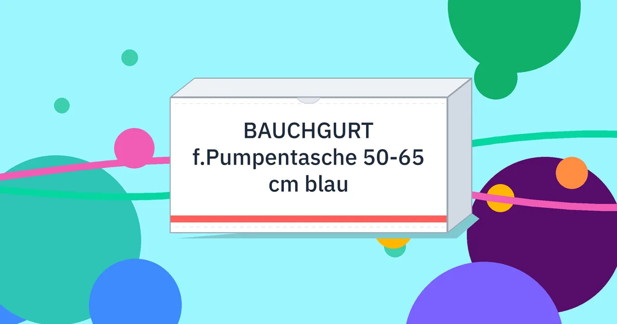 Symbolbild: Packung mit der Aufschrift BAUCHGURT f.Pumpentasche 50-65 cm blau (PZN 13915646) – Verfügbarkeit und Bezug in Apotheken in Frankfurt am Main