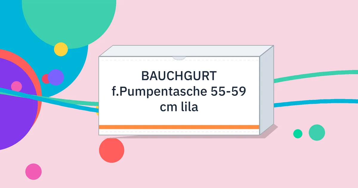 Symbolbild: Packung mit der Aufschrift BAUCHGURT f.Pumpentasche 55-59 cm lila (PZN 11552493) – Verfügbarkeit und Bezug in Apotheken in Frankfurt am Main