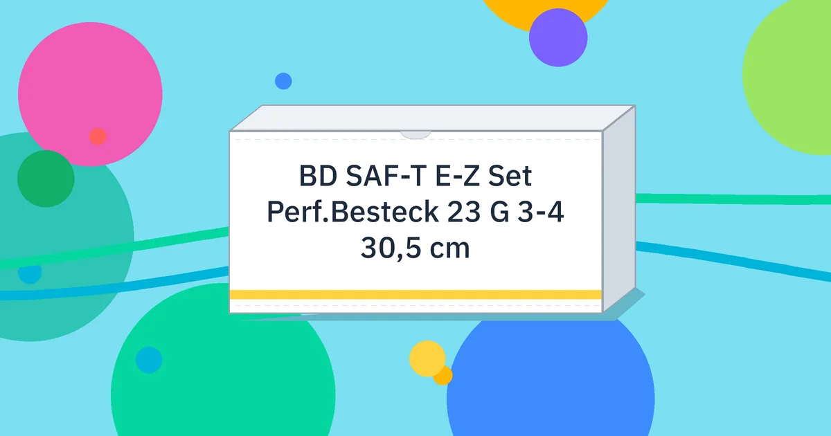Symbolbild: Packung mit der Aufschrift BD SAF-T E-Z Set Perf.Besteck 23 G 3-4 30,5 cm (PZN 07546860) – Verfügbarkeit und Bezug in Apotheken in Frankfurt am Main
