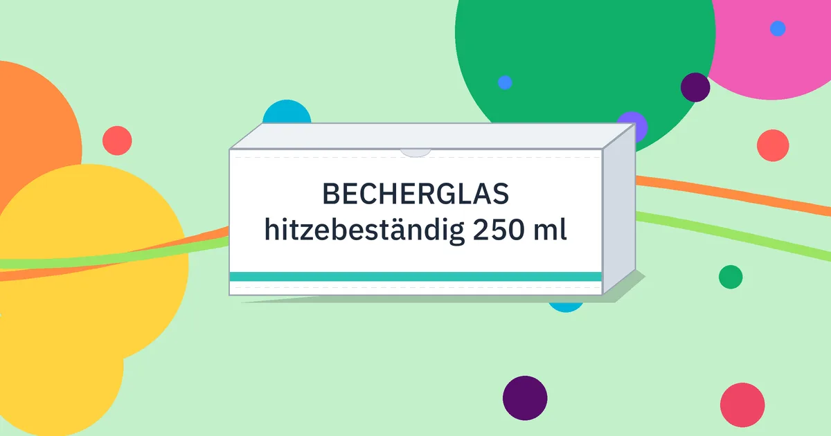 Symbolbild: Packung mit der Aufschrift BECHERGLAS hitzebeständig 250 ml (PZN 01382328) – Verfügbarkeit und Bezug in Apotheken in Frankfurt am Main
