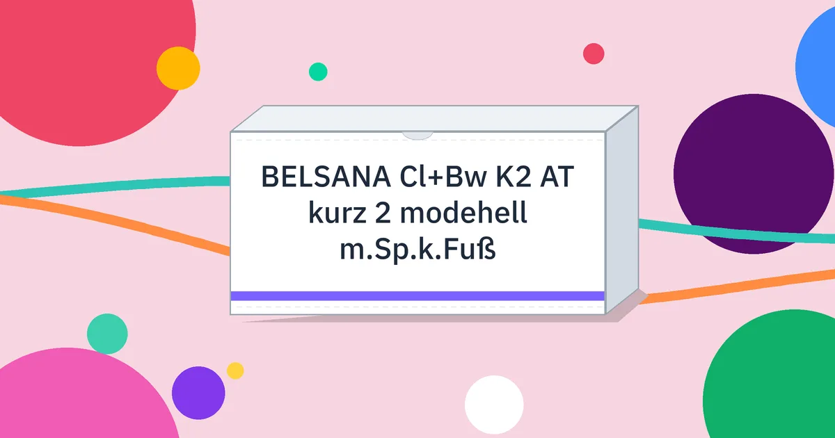 Symbolbild: Packung mit der Aufschrift BELSANA Cl+Bw K2 AT kurz 2 modehell m.Sp.k.Fuß (PZN 12249319) – Verfügbarkeit und Bezug in Apotheken in Frankfurt am Main