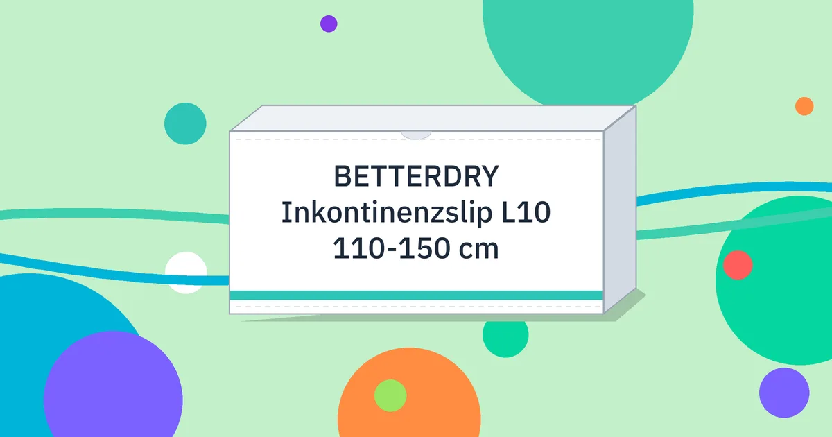 Symbolbild: Packung mit der Aufschrift BETTERDRY Inkontinenzslip L10 110-150 cm (PZN 11314227) – Verfügbarkeit und Bezug in Apotheken in Frankfurt am Main