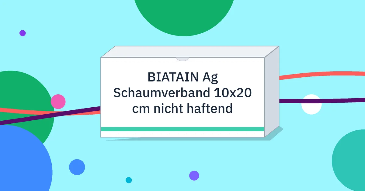 Symbolbild: Packung mit der Aufschrift BIATAIN Ag Schaumverband 10x20 cm nicht haftend (PZN 14331396) – Verfügbarkeit und Bezug in Apotheken in Frankfurt am Main
